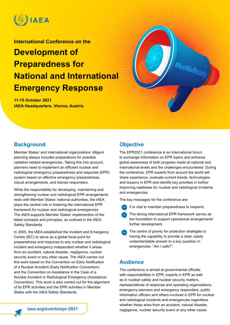 EPR2021 Conference by IAEA, 11-15 October 2021 – Asia-Oceania ...